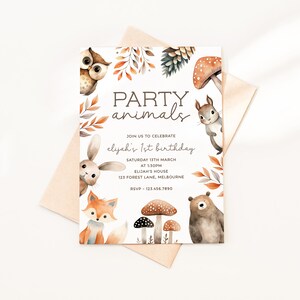 Woodland Animal Birthday Invitation, Editable Forest Friends Template ...