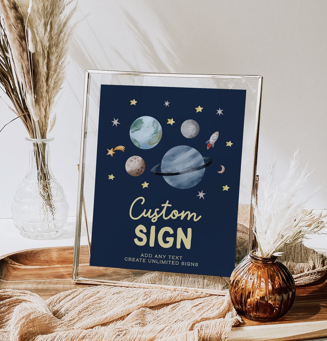 Editable Space Birthday Party Sign Astronaut Galaxy Planet - Etsy Australia