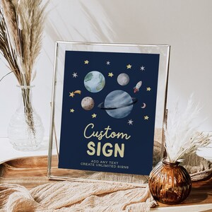Editable Space Birthday Party Sign Astronaut Galaxy Planet Outer Space ...