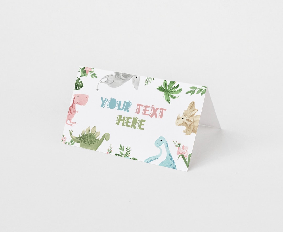 Dinosaur Place Card Editable Template, Printable Instant Download ...