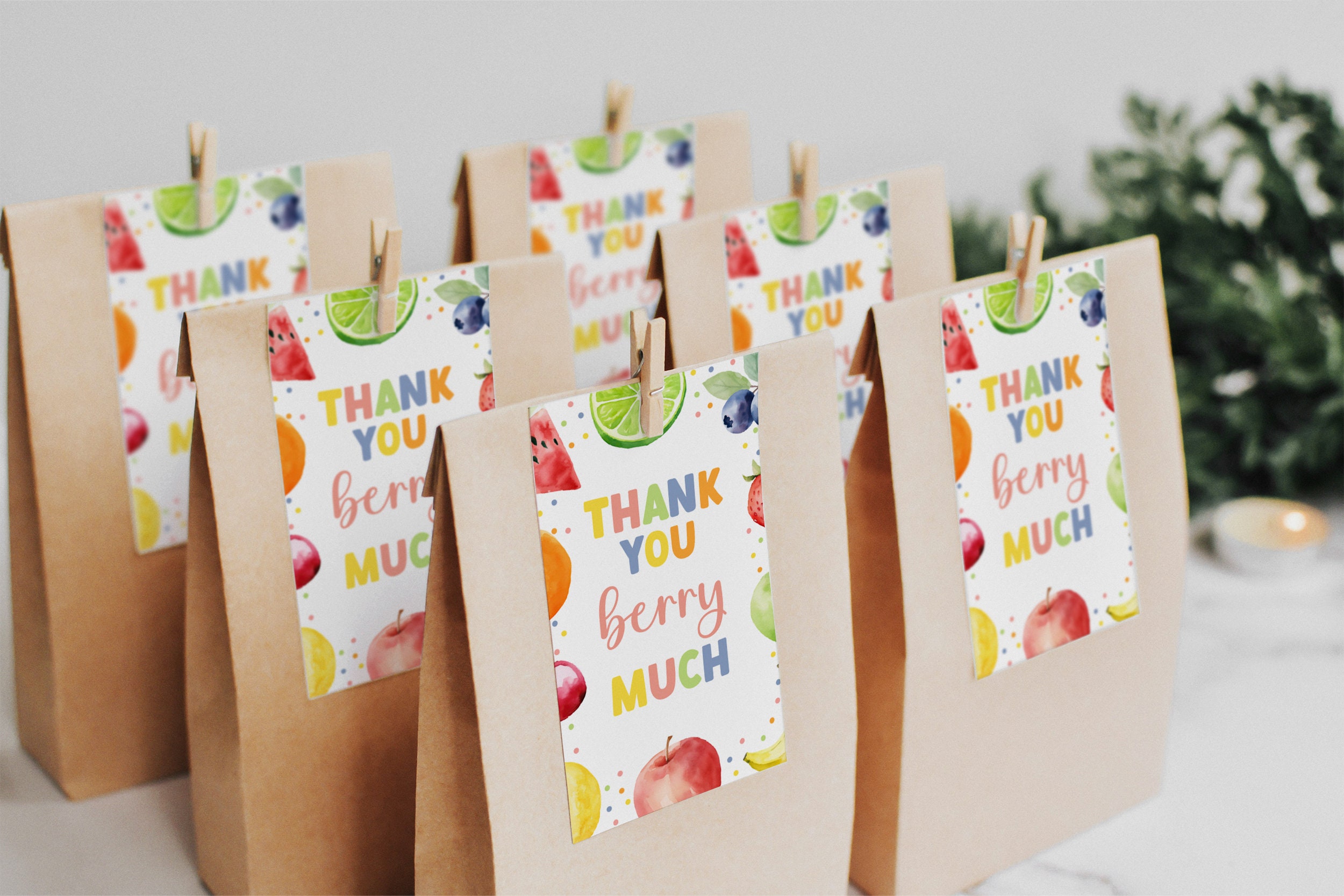 Tropical Fruit Thank You Tag, Editable Template DIY Printable Kids ...
