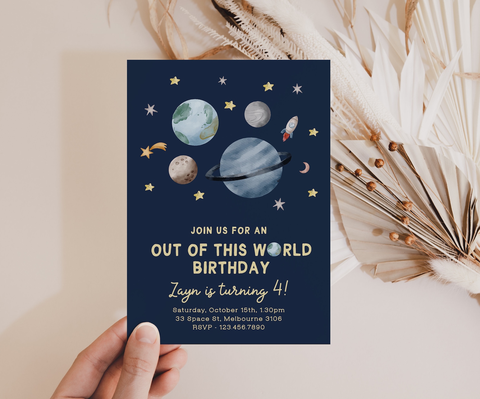 Editable Out of This World Birthday Invitation Outer Space Planets ...