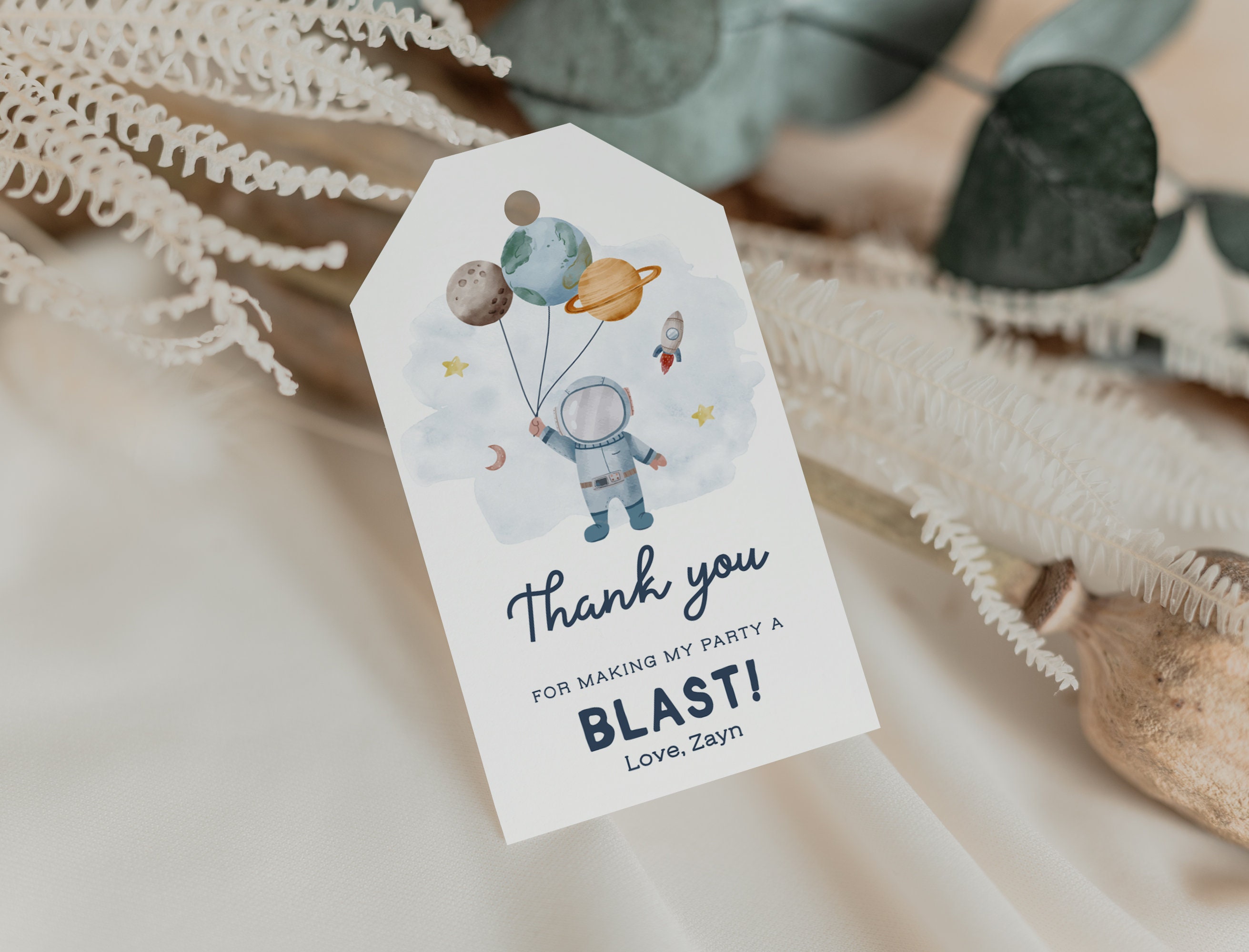 Editable Outer Space Favor Tags Space Birthday Thank You Label ...