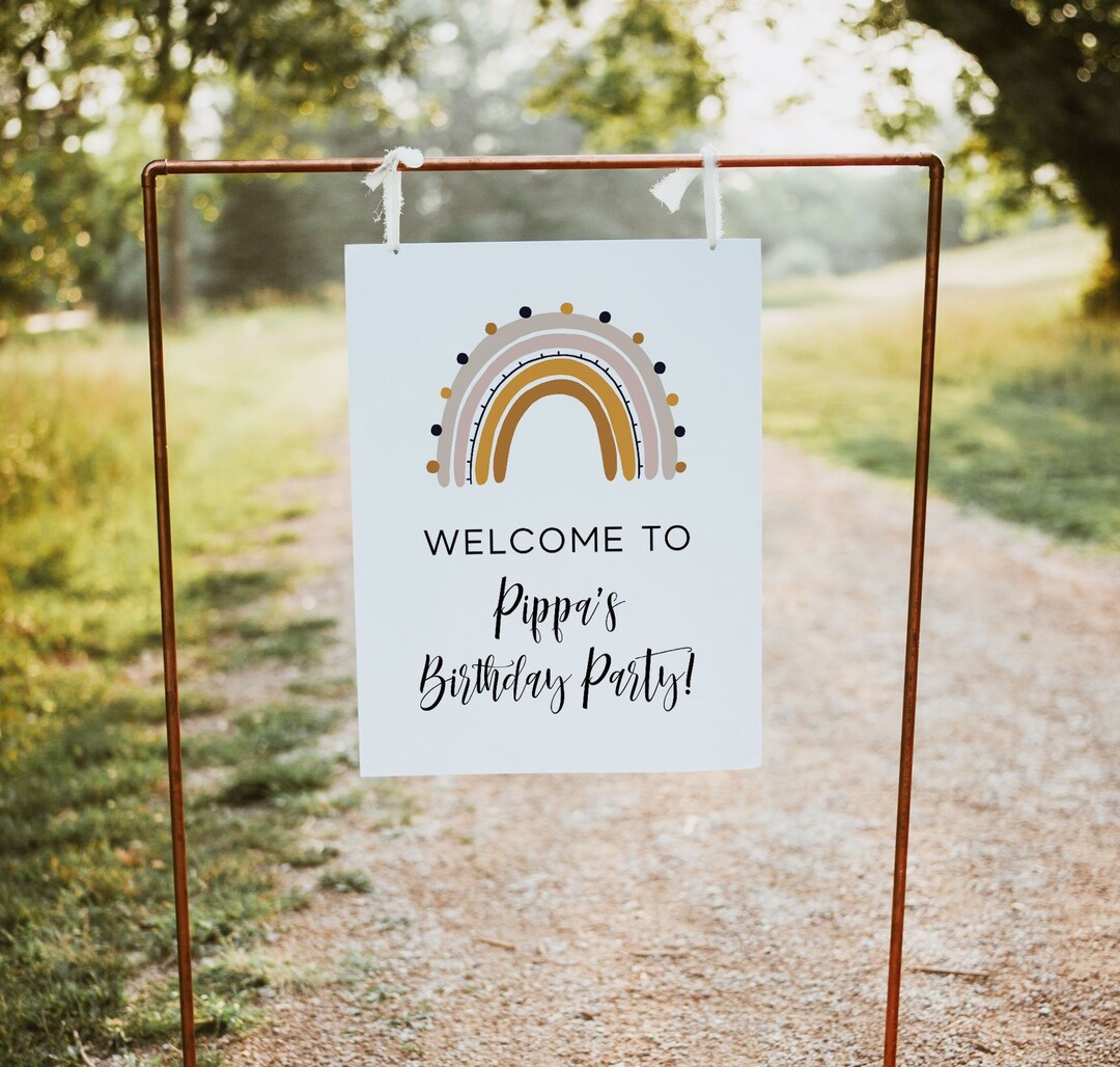 Editable Birthday Welcome Sign Rainbow Birthday Welcome Poster INSTANT ...