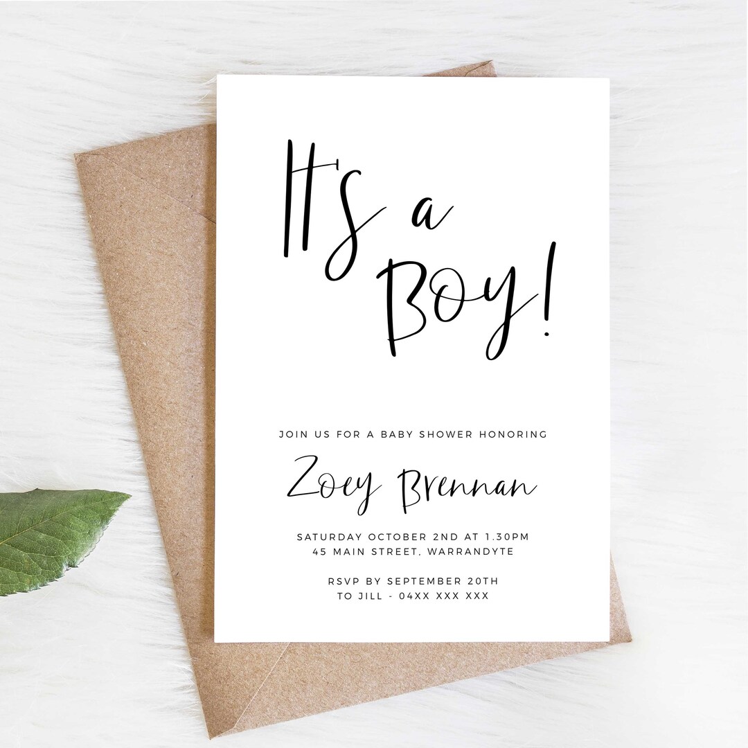 Modern Baby Shower Invitation INSTANT DOWNLOAD Template Minimalist Baby ...
