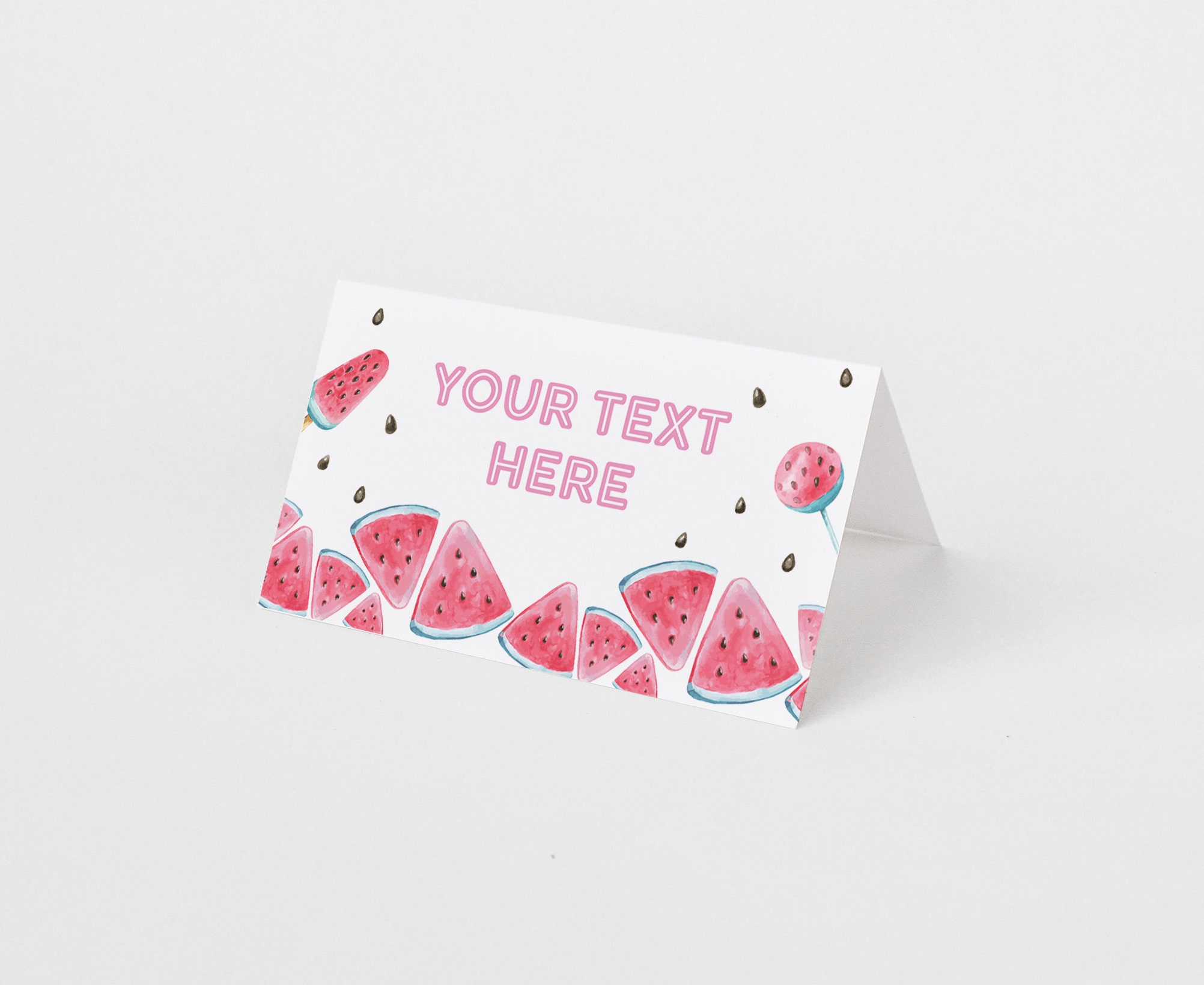 Place Card Labels, Editable Printable Watermelon Buffet Signs Kids 1st ...