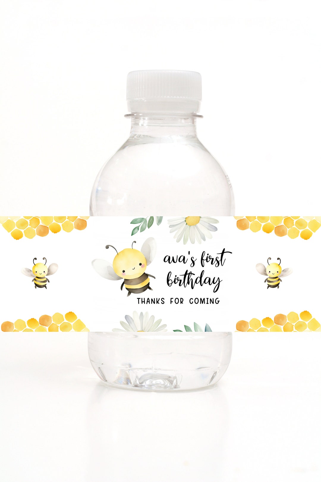 Honey Bee Water Bottle Label Editable Template Printable Instant ...