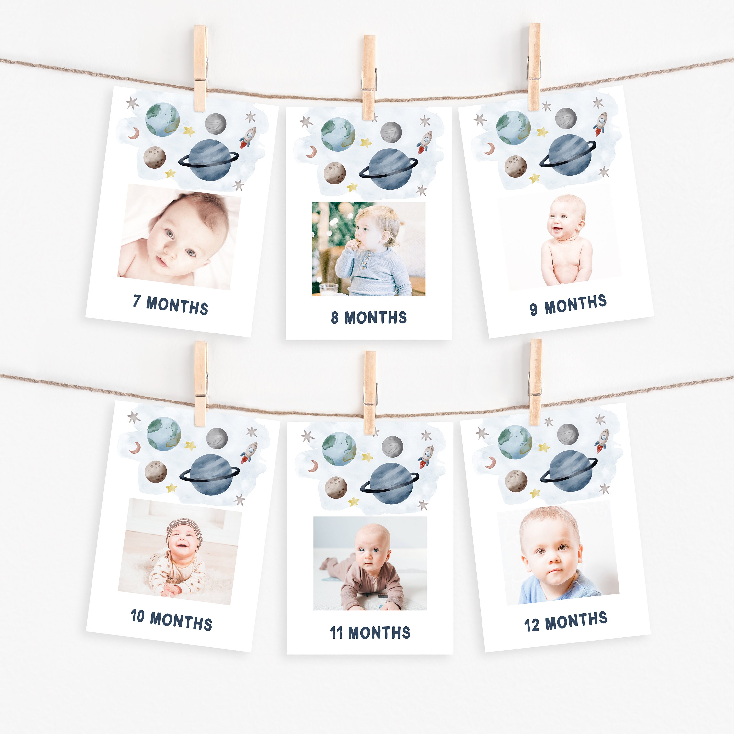 Editable Outer Space Birthday Banner Monthly Photo Banner Galaxy ...