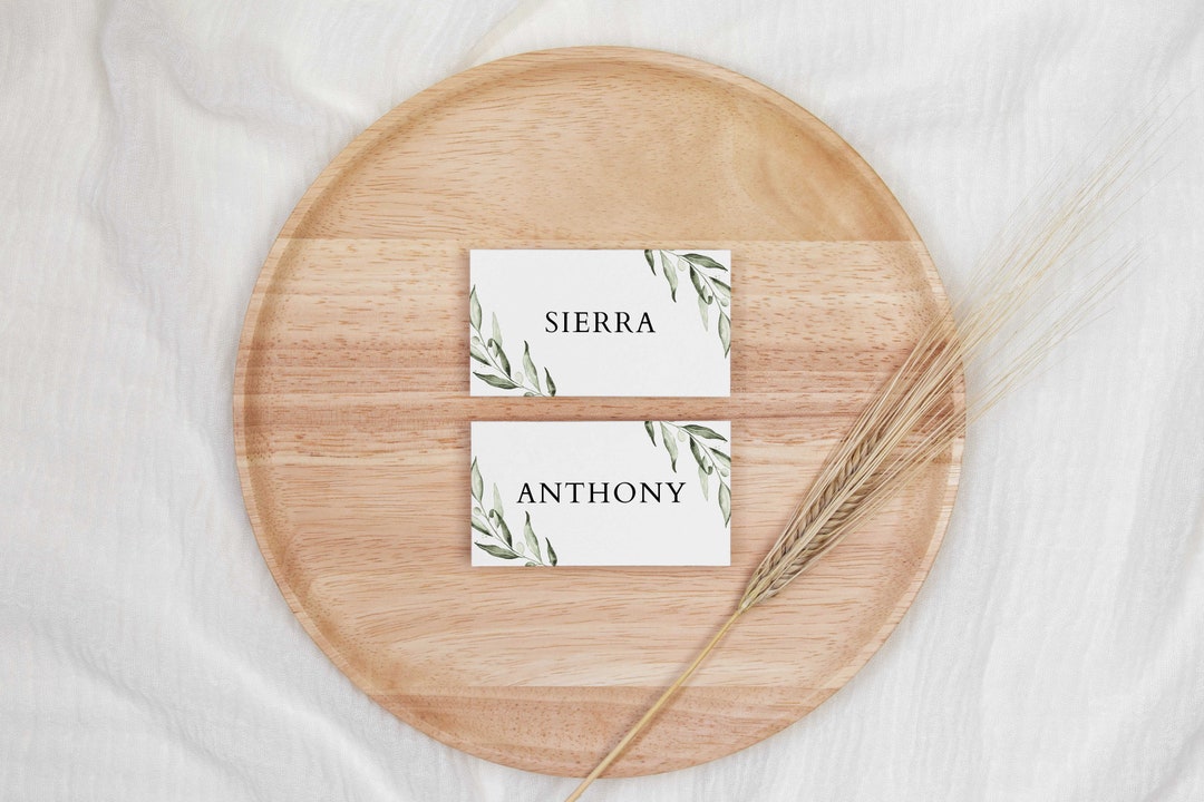 Editable Place Card Template, Modern Greenery Eucalyptus Leaves Instant ...