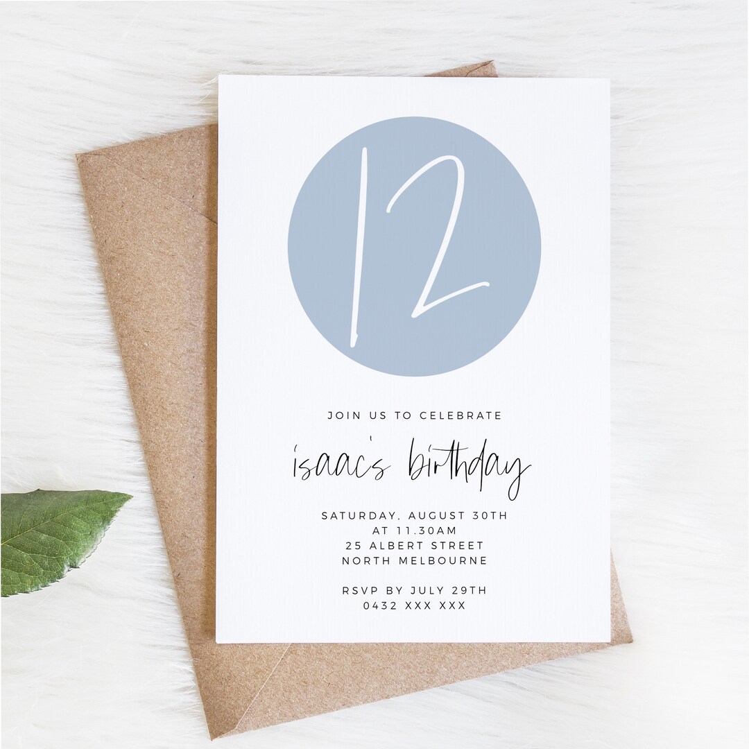 Modern Birthday Invitation, Minimalist Editable Template Printable ...