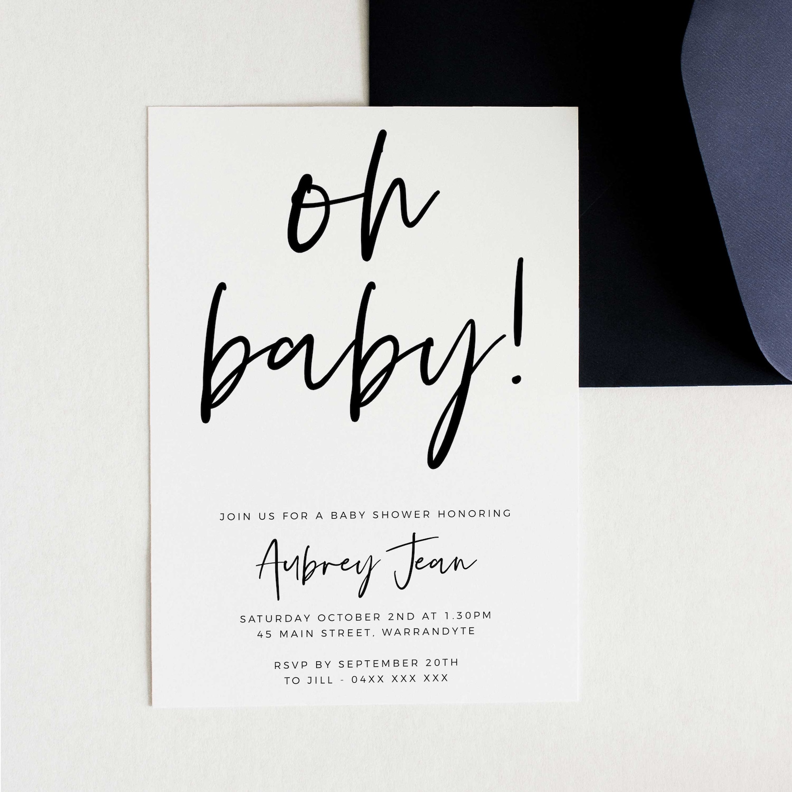 Modern Baby Shower Invitation INSTANT DOWNLOAD Template Minimalist Baby ...