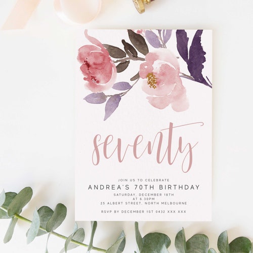 Paper & Party Supplies Paper Invitations Digital Rustic 70th Birthday ...