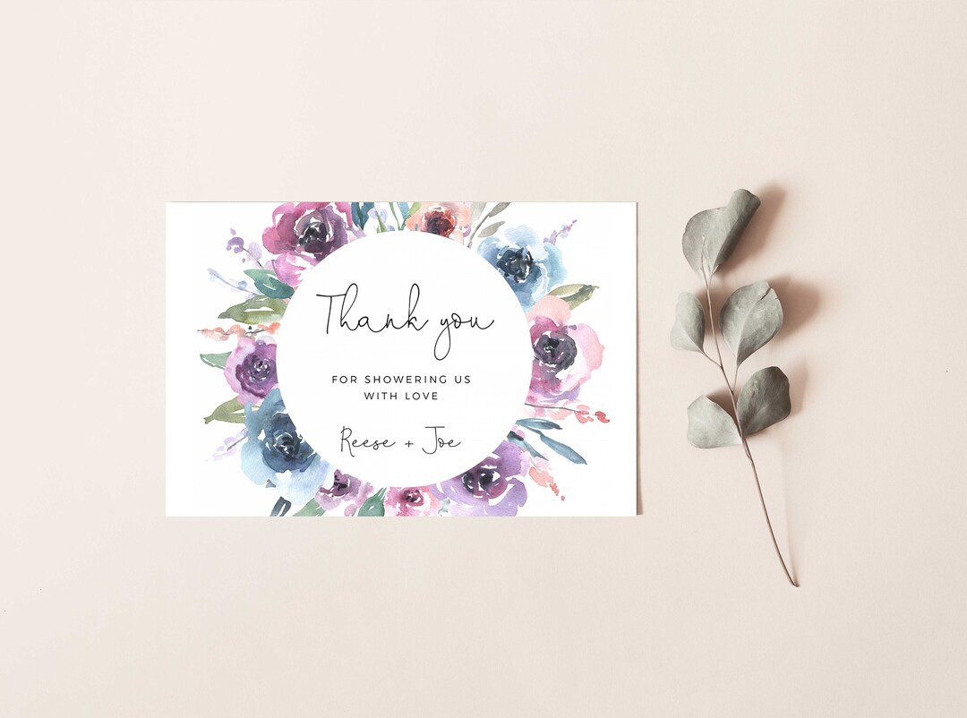 Floral Thank You Card INSTANT DOWNLOAD Personalised Thank You Note ...