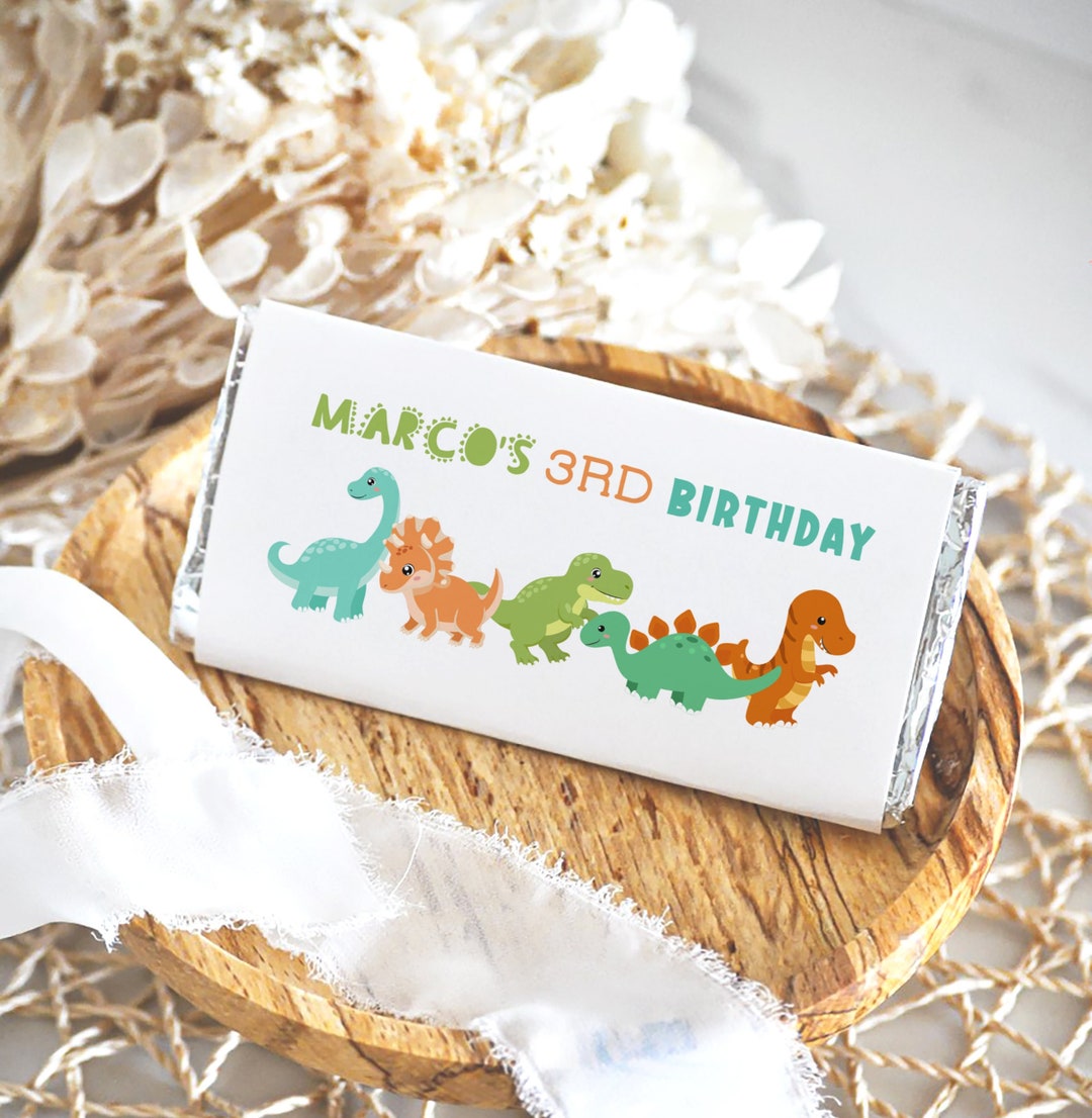 Dinosaur Birthday Chocolate Wrappers, Prehistoric Birthday Party ...