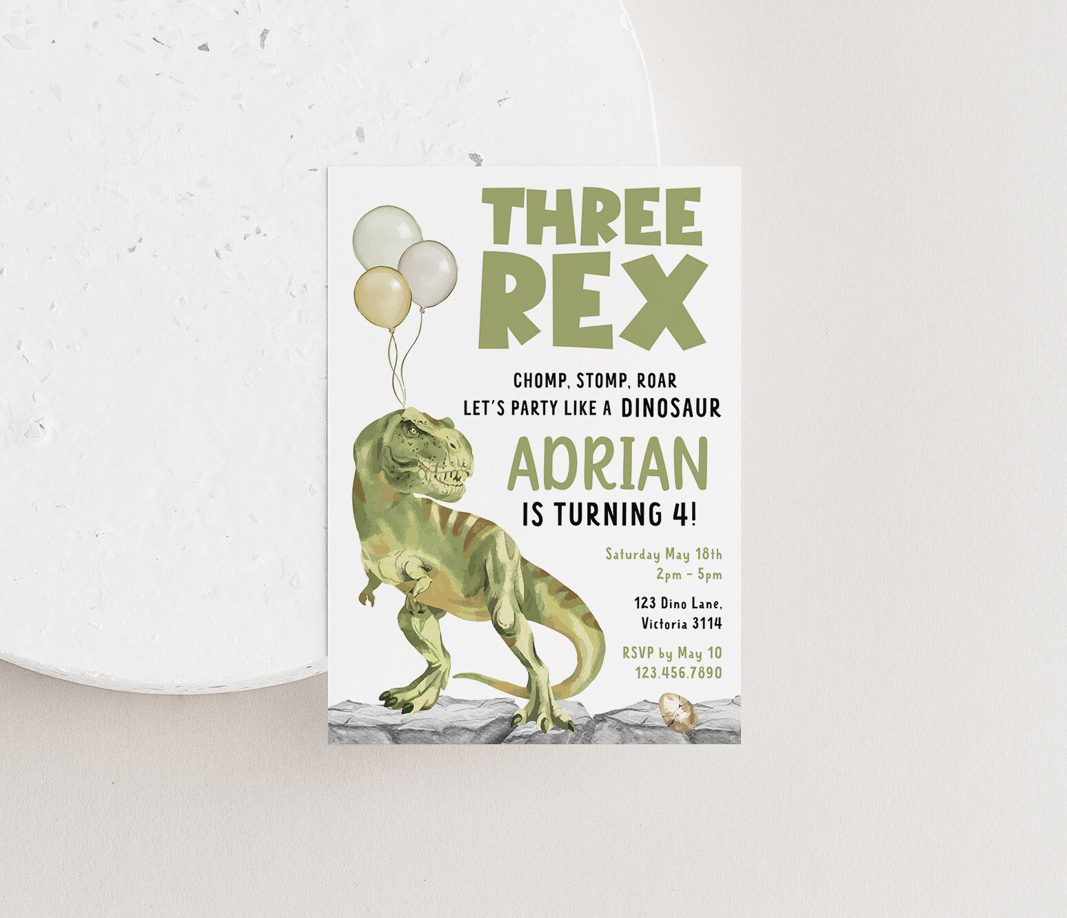 Editable Three Rex Invitation Template Dinosaur Birthday - Etsy Australia