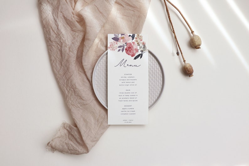 Printable Menu Template Instant Download Modern Watercolor - Etsy