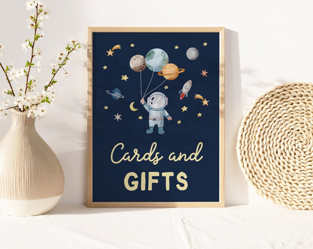 Cards and Gifts Sign Space Party Sign Outer Space Birthday Sign ...