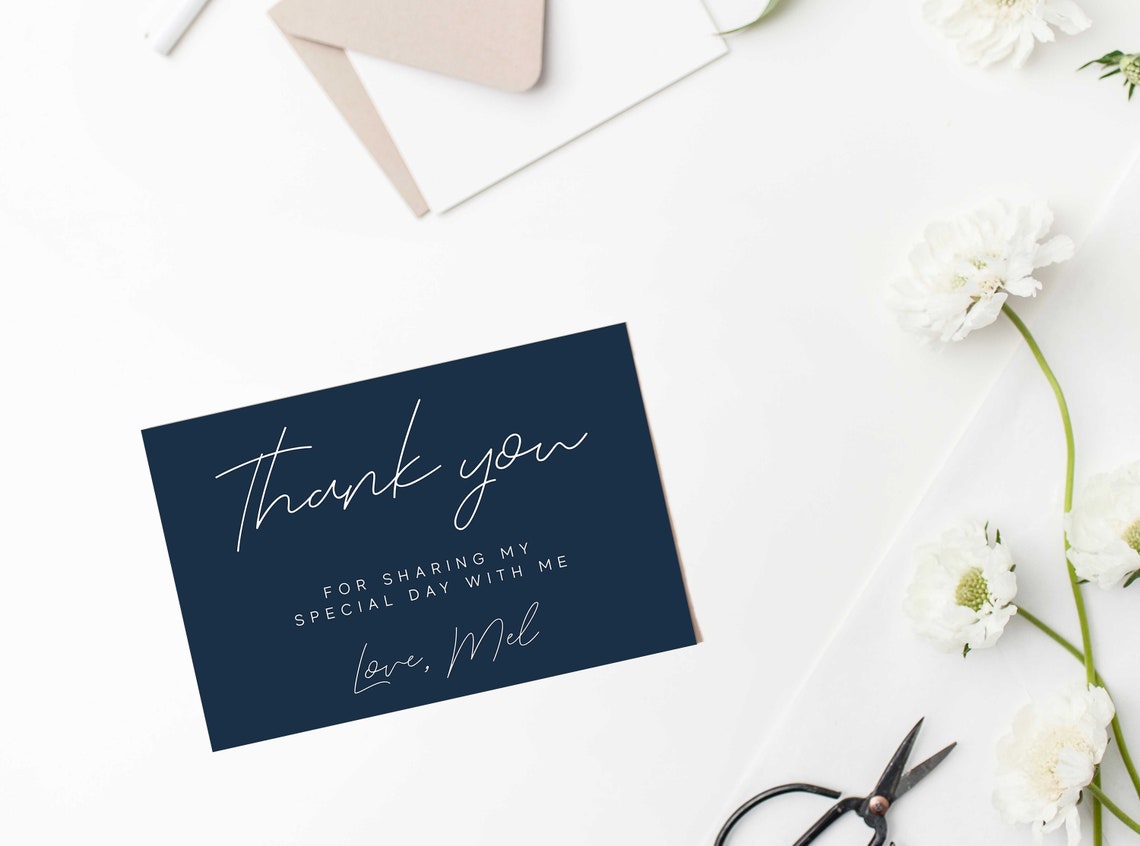 Navy Thank You Card INSTANT DOWNLOAD Personalised Thank You Note ...