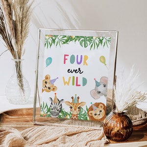 Four Ever Wild by Birthday Sign, Party Animal Safari Birthday Table ...