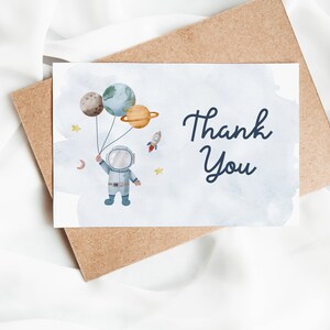 Editable Space Birthday Thank You Card Astronaut Planets to the Moon ...
