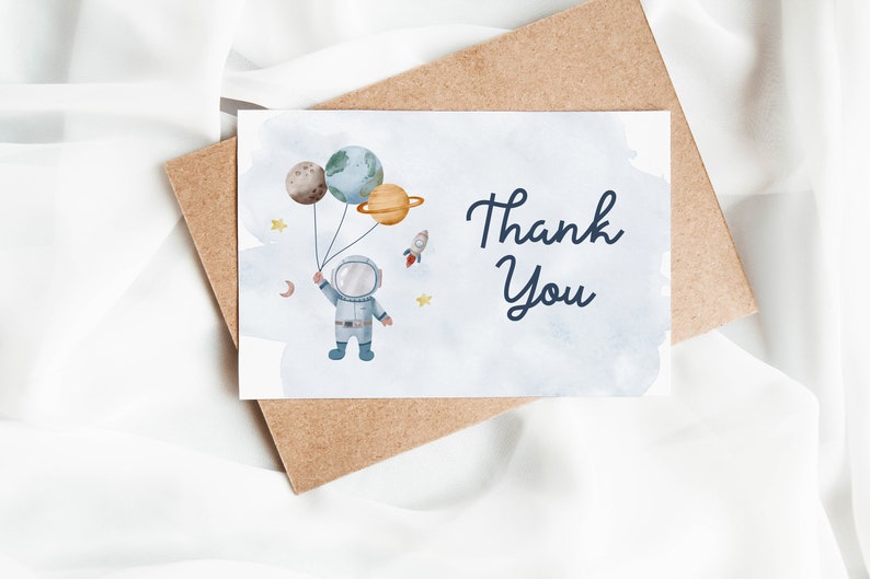 Editable Space Birthday Thank You Card Astronaut Planets to - Etsy ...