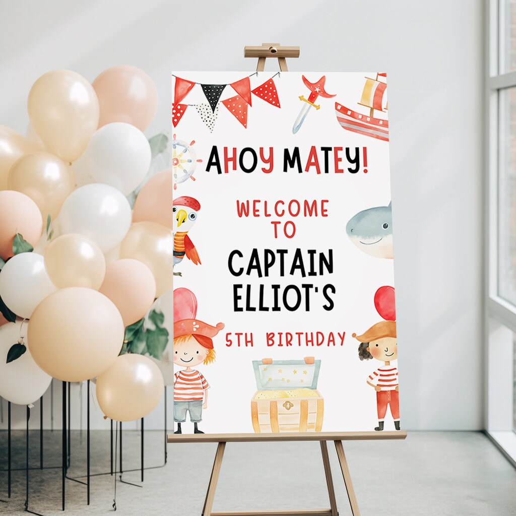 Pirate Welcome Sign, Editable Template Printable Instant Download ...
