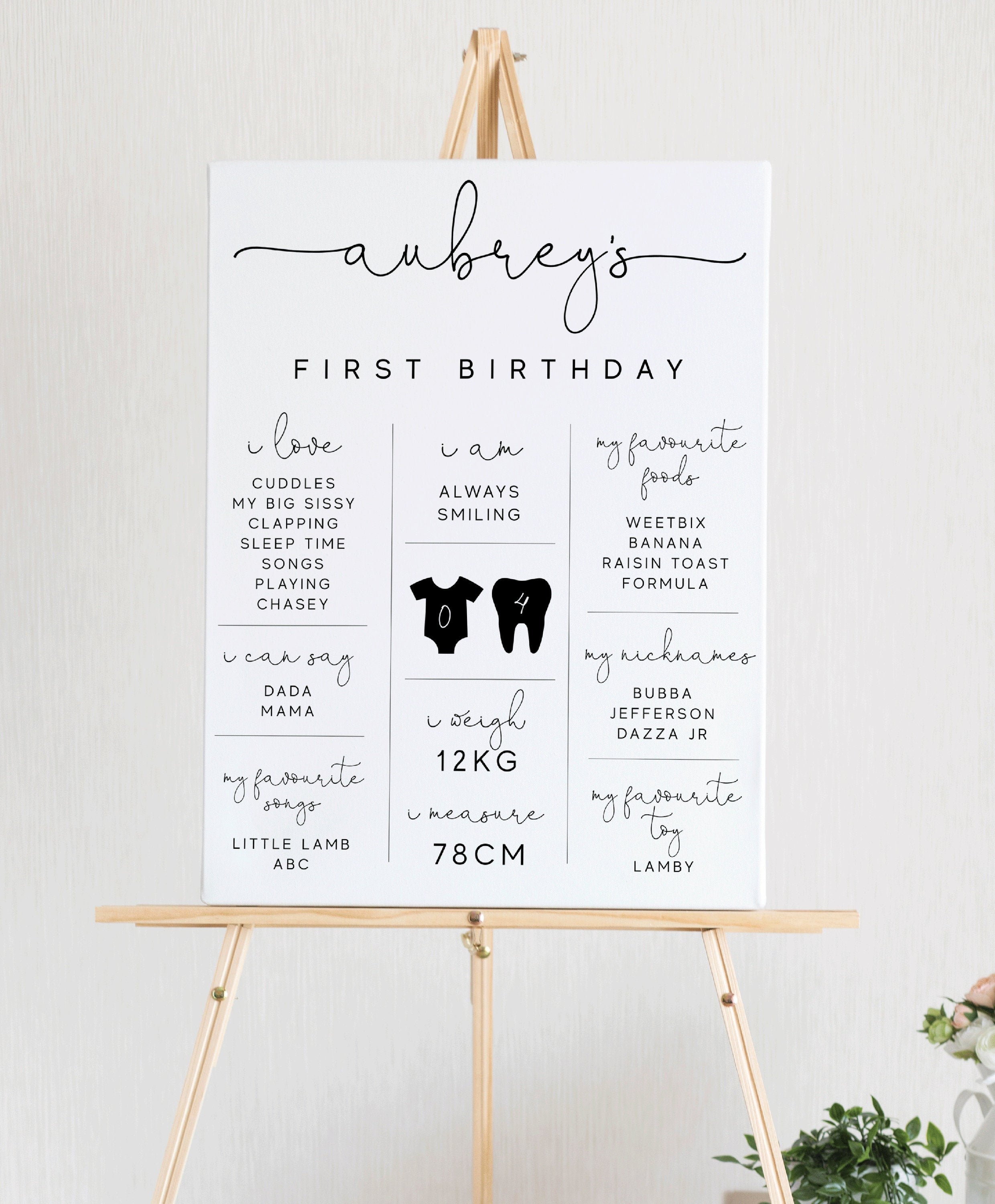 Minimal First Birthday Milestone Board Template Minimalist - Etsy