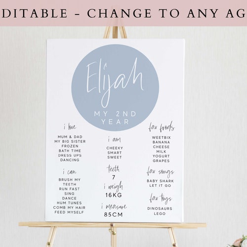 EDITABLE First Birthday Milestone Board Instant Download - Etsy