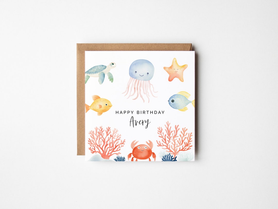 Under the Sea Card Template, DIY Printable Editable Birthday Ocean ...