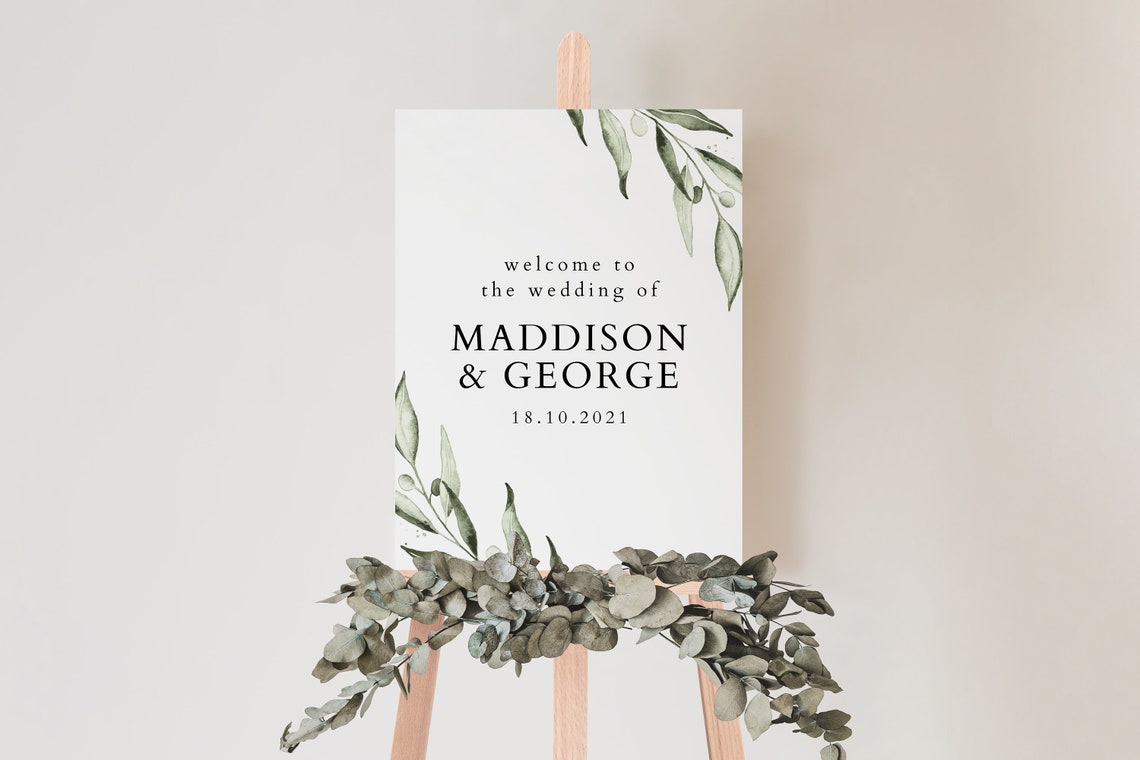 Editable Welcome Sign, Welcome Sign Template, Greenery Welcome Sign DIY ...