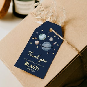 Editable Outer Space Favor Tags Space Birthday Thank You Label ...