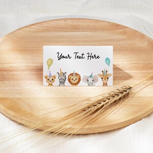 Jungle Safari Animals Place Card Editable Template, Tent Cards Food ...