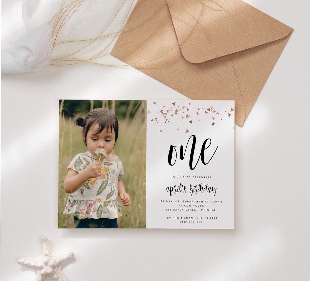 Editable Photo 1st Birthday Party Invitation Download Printable Digital ...