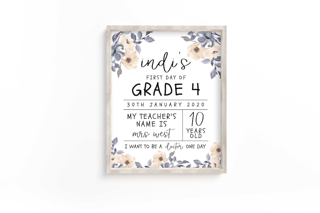 Editable First Day of School Sign Printable, Modern Floral Watercolor ...