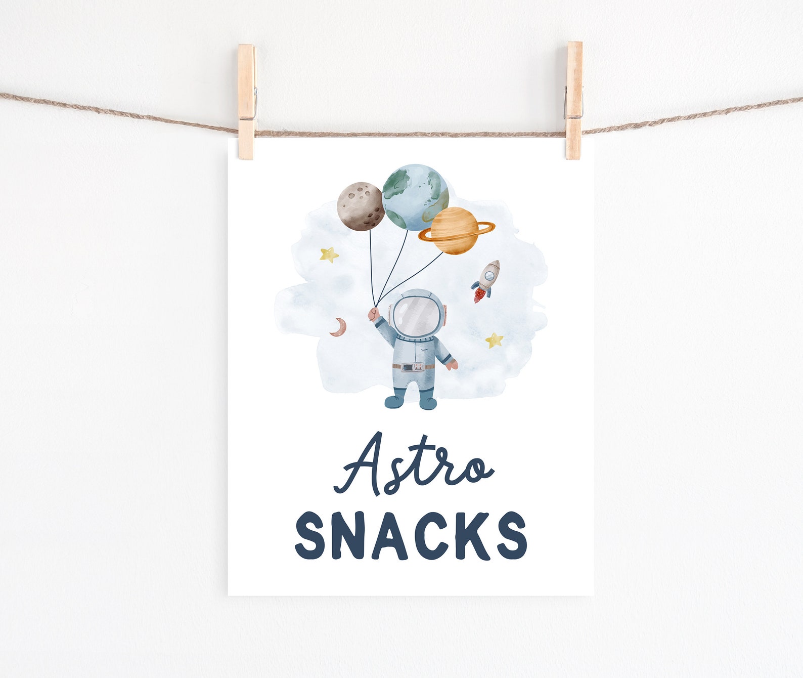 Astro Snacks Space Party Sign Outer Space Birthday Sign Astronaut ...