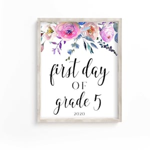 First Day of Grade 5 Sign, Printable First Day Sign, Back to School ...