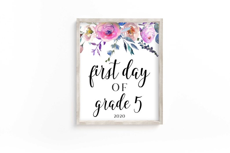 First Day of Grade 5 Sign Printable First Day Sign Back to | Etsy