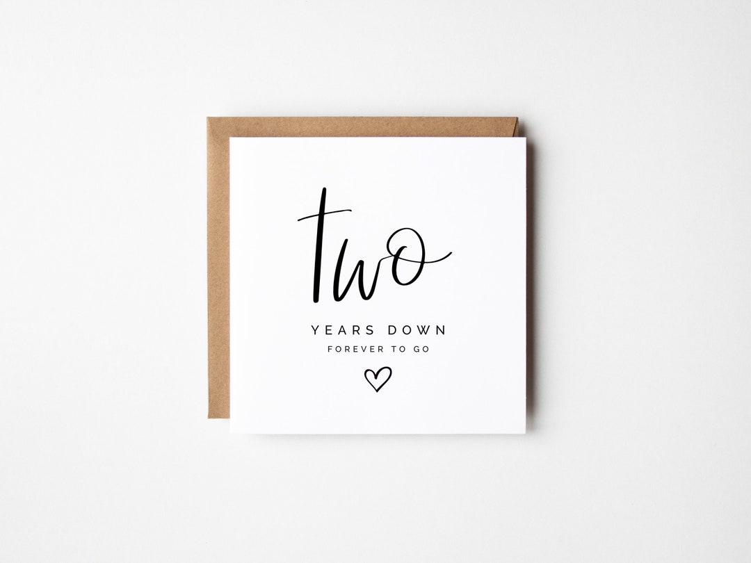 Happy 2nd Anniversary Card, Two Years Down Forever to Go, Editable ...