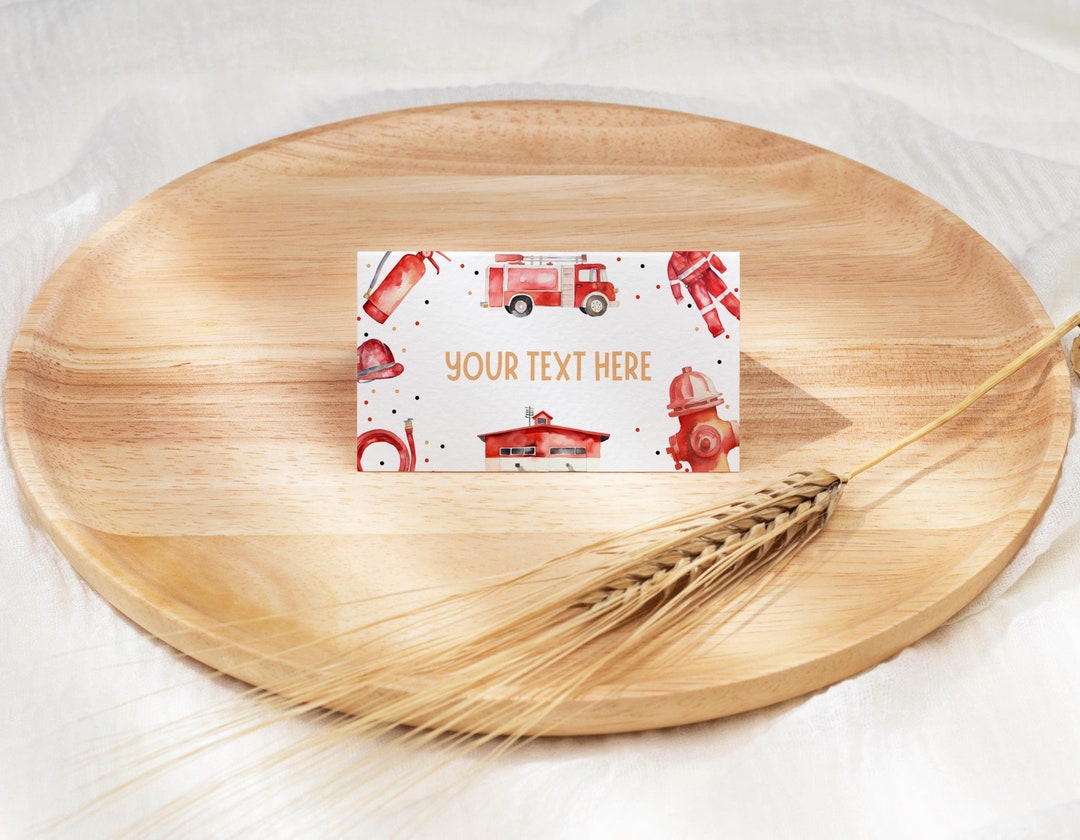 Fireman Place Card, Fire Truck Editable Template Printable Instant ...