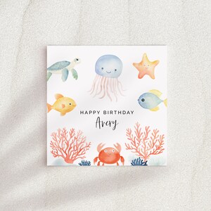 Under the Sea Card Template, DIY Printable Editable Birthday Ocean ...