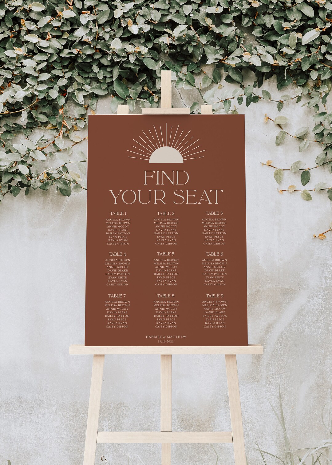 Wedding Seating Chart Editable Template - Printable Instant Download ...