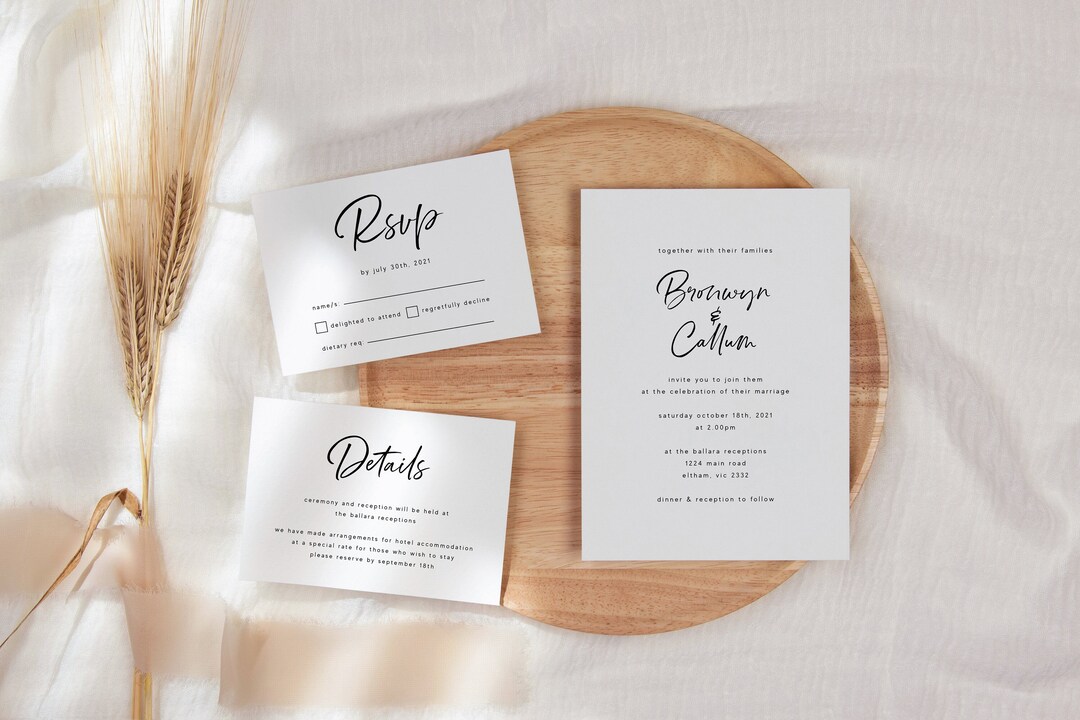 Wedding Invitation Set Simple Wedding Invitation Suite TRY BEFORE You ...