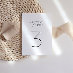 Printable Table Number Template, Modern Minimalist Wedding Table Decor ...