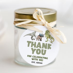 Dinosaur Birthday Thank You Tag Editable Template Printable Instant ...