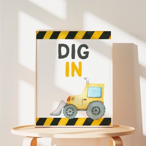 Dig in Construction Birthday Sign, Food Table Sign, Construction Truck ...