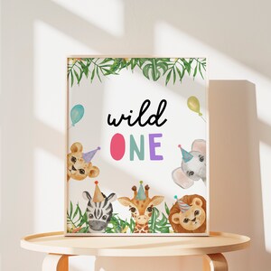 Wild One Birthday Sign Template, Party Animal Safari Birthday Table ...