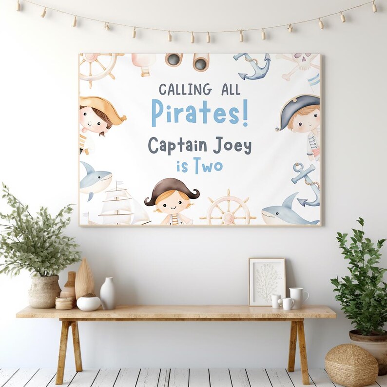 Pirate Backdrop Banner, Editable Template Printable Instant Download ...