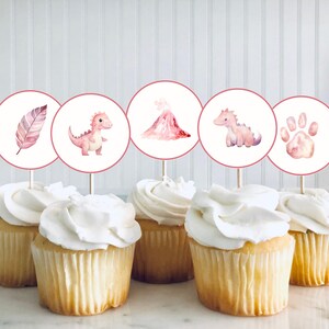 Dinosaur Cupcake Topper Bundle, Editable Template Printable Instant ...