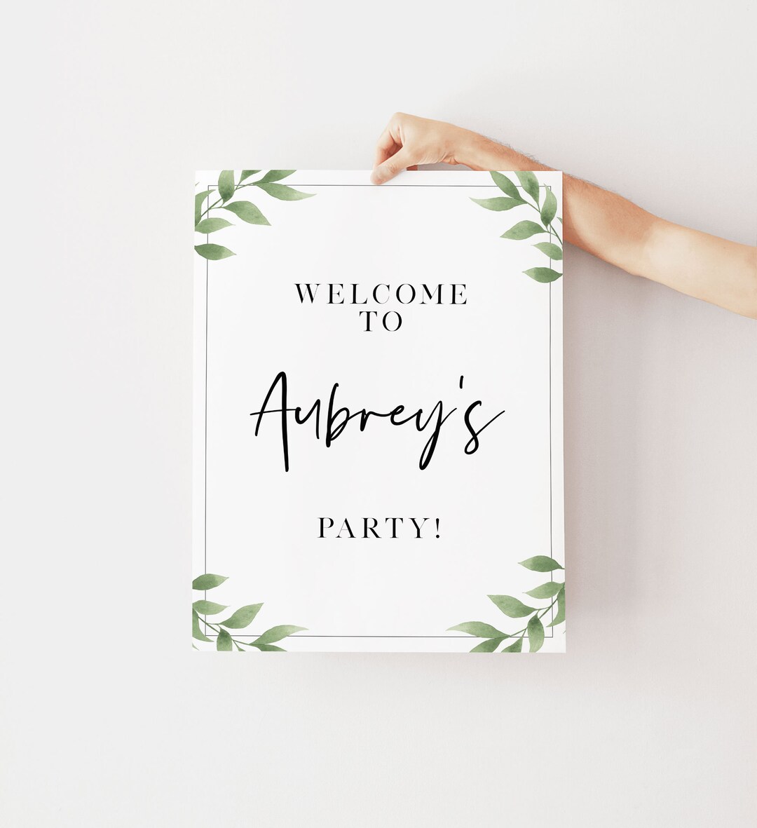 Modern Greenery Welcome Sign Editable Template, Printable Instant ...