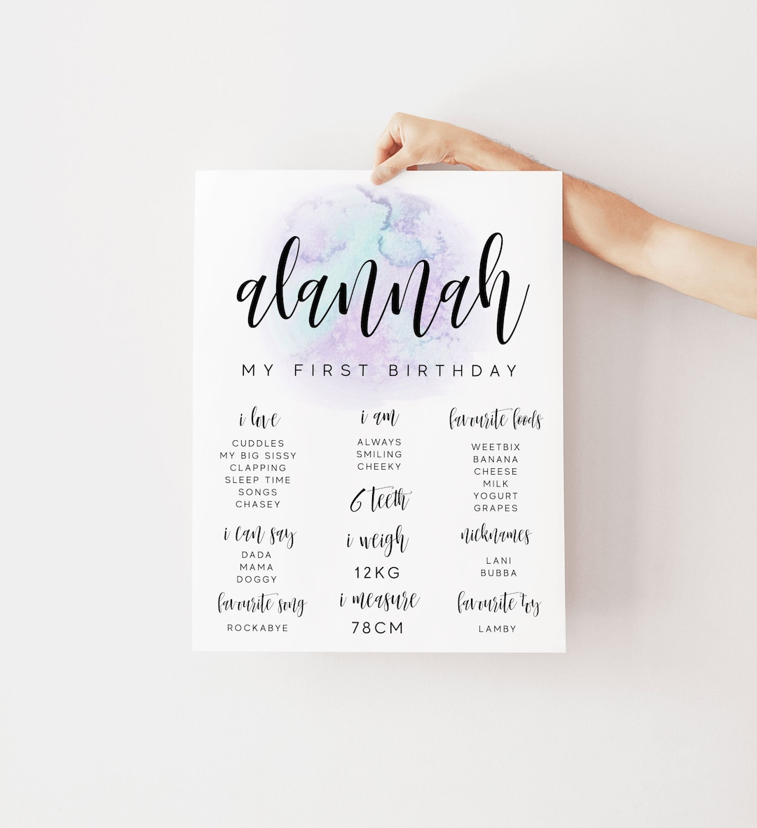 Editable Milestone Poster for Girls, Watercolor Rainbow Pastel DIY ...